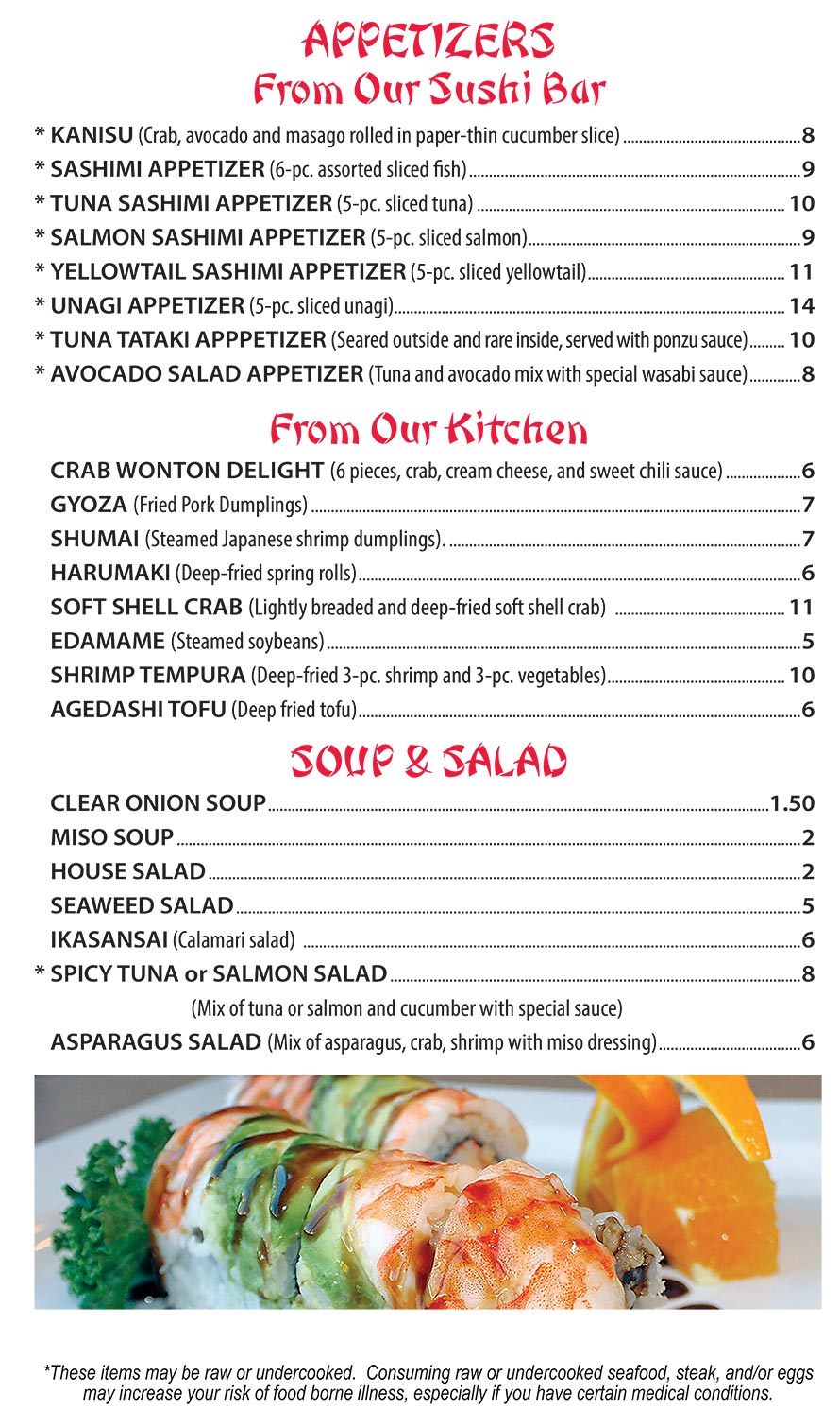 Menu – Kimono Japanese Restaurant – Summit Square